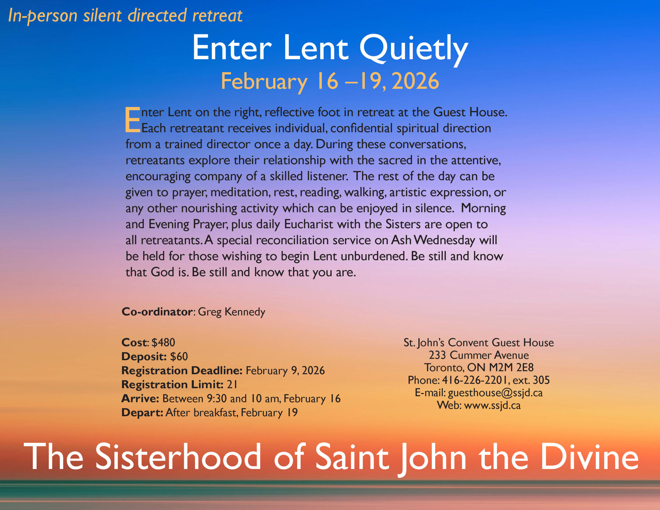 Enter Lent Quietly - The Sisterhood of St. John the Divine